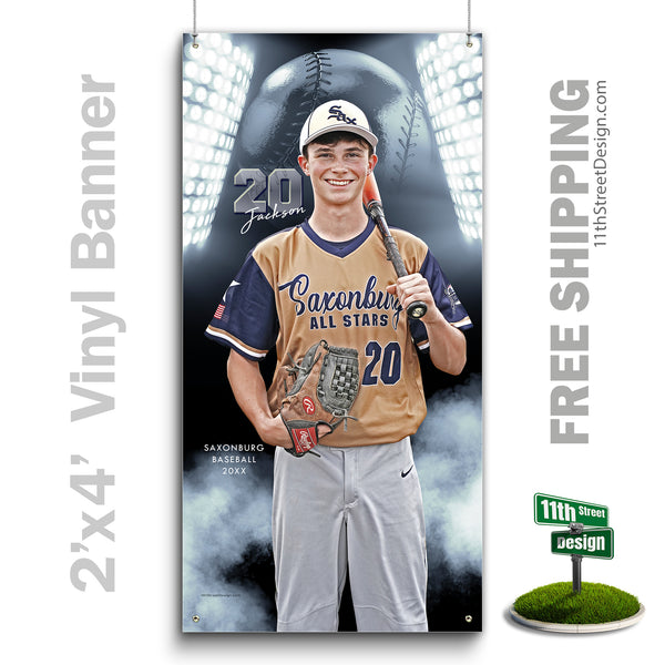 11th Street Design | Custom Sports Banner | Smokey Lights Baseball