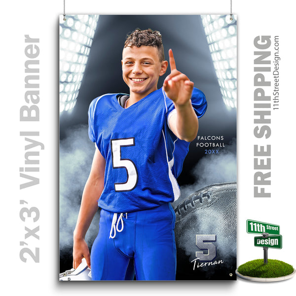 11th Street Design | Custom Sports Banner | Smokey Lights Football