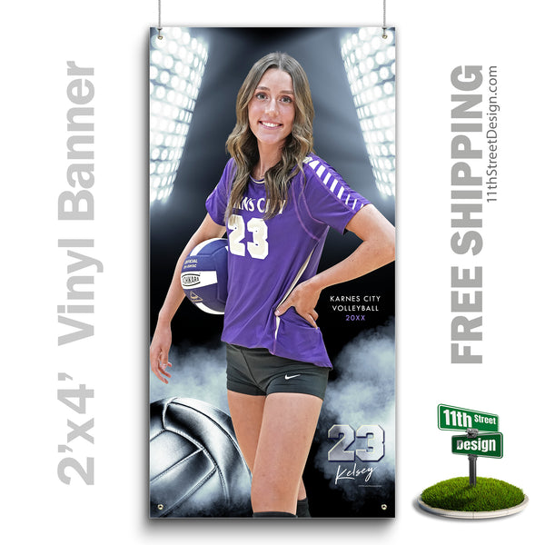 11th Street Design | Custom Sports Banner | Smokey Lights Volleyball
