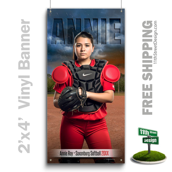 11th Street Design | Custom Sports Banner | Stormy Lights Softball