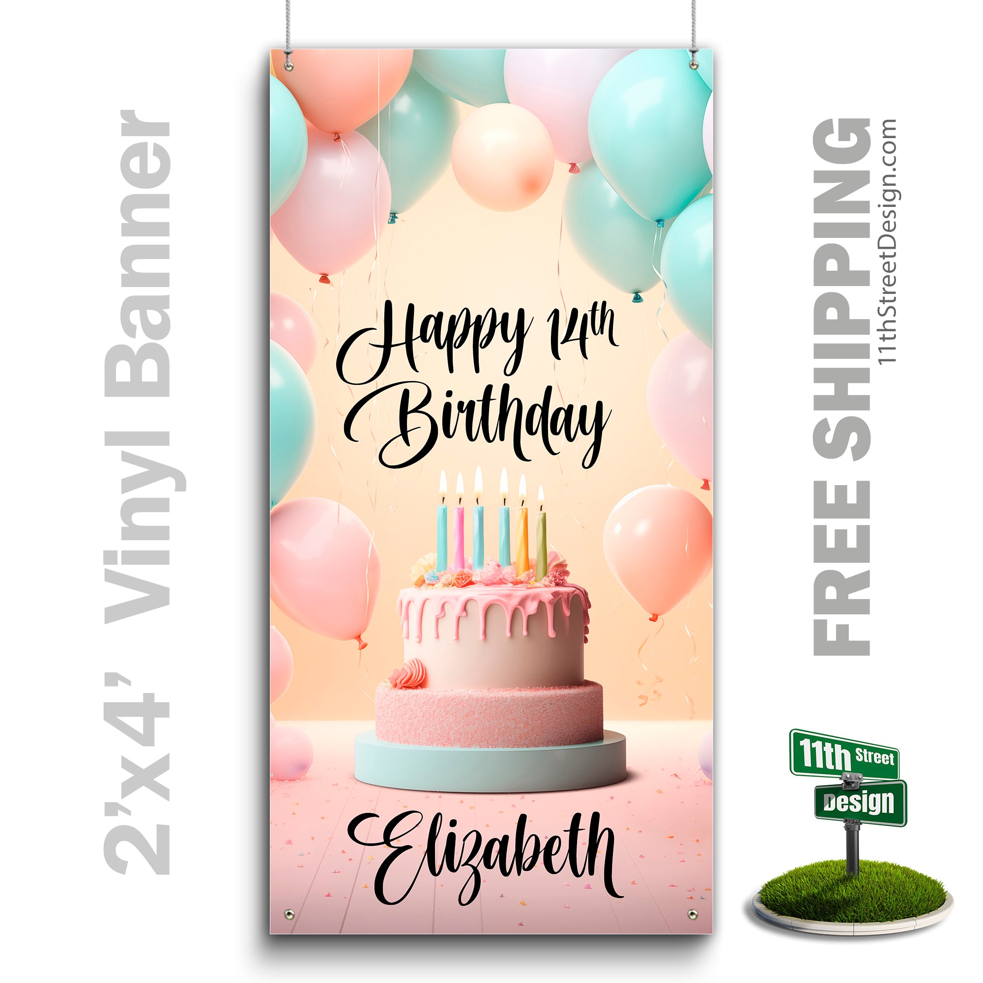 Blue Background Clouds Birthday Banner - Personalized Party Decor ...