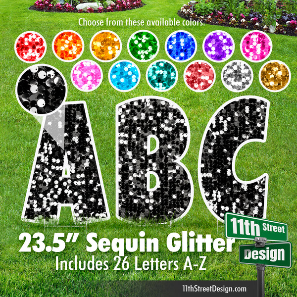 11th Street Design Yard Card Set 23 5 Luckiest Guy Font Sequin