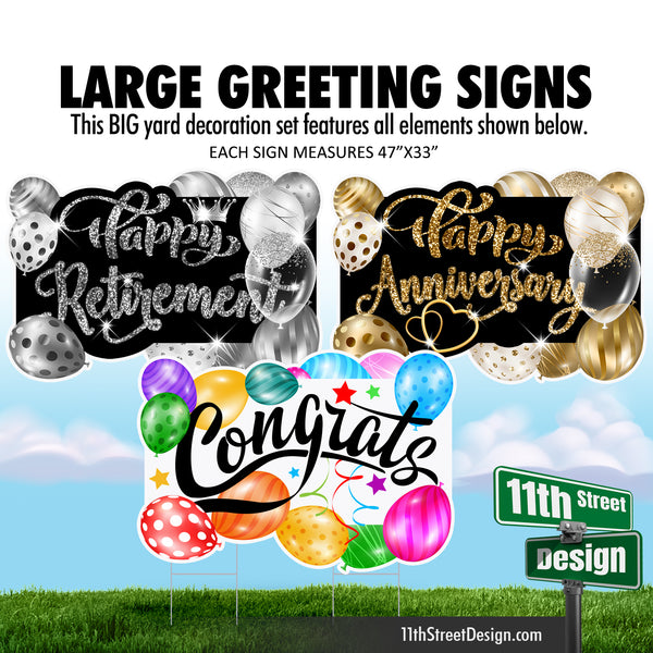 11th Street Design | Yard Card Set | Multi Celebration Large Greeting ...