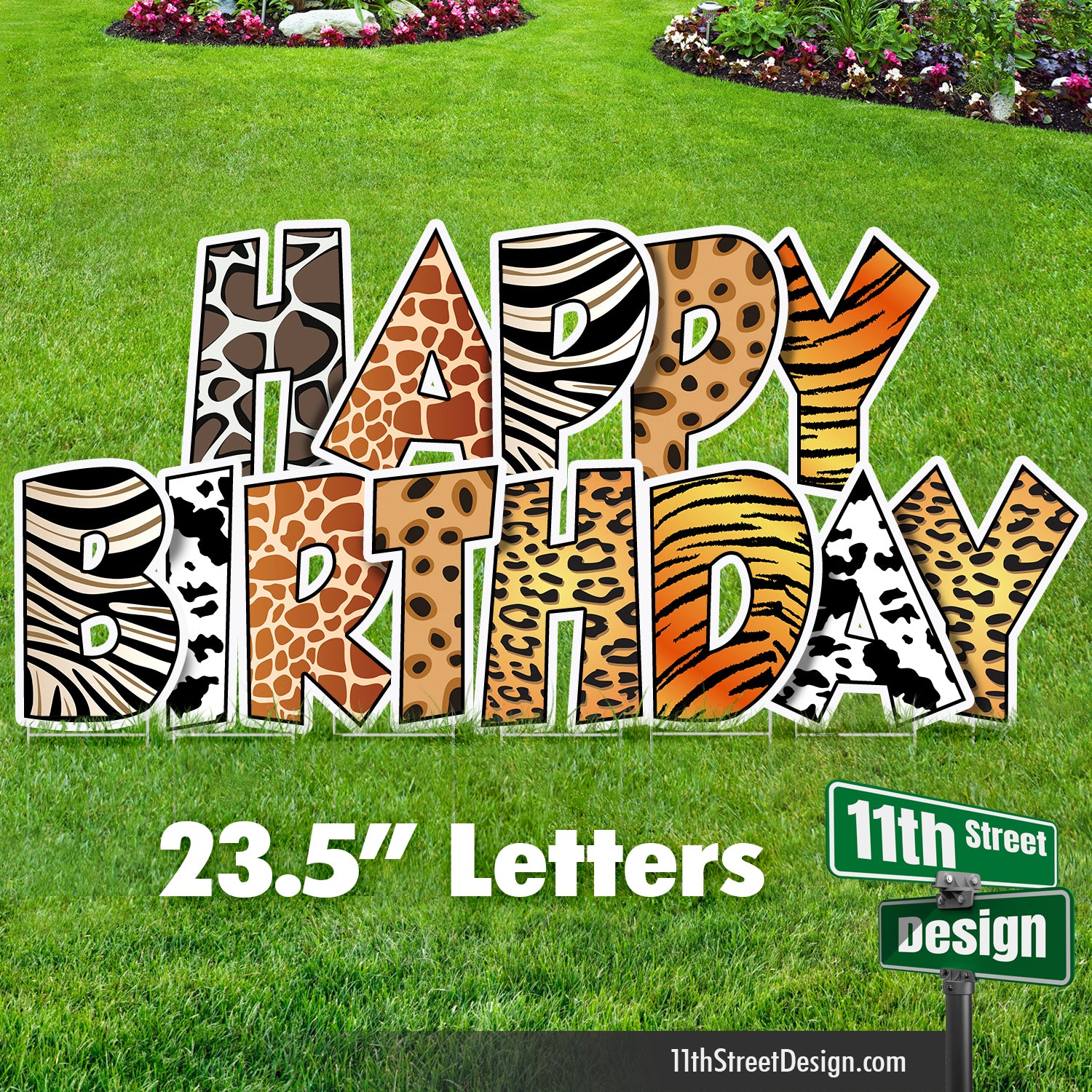 Zebra Print Happy Birthday Banner