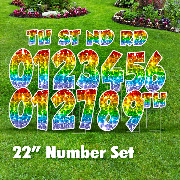 11th Street Design | Yard Card Set | 22” GroBold Font Rainbow Sparkle ...