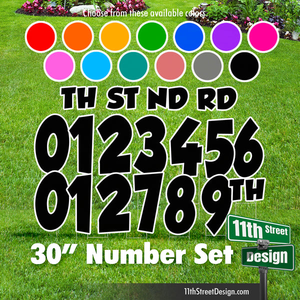 11th Street Design | Yard Card Set | 30” GroBold Font Solid Numbers